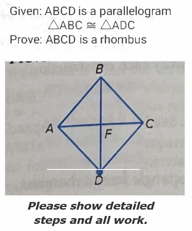 Solved Given: ABCD is a parallelogram AABC, AADC Prove: ABCD | Chegg.com