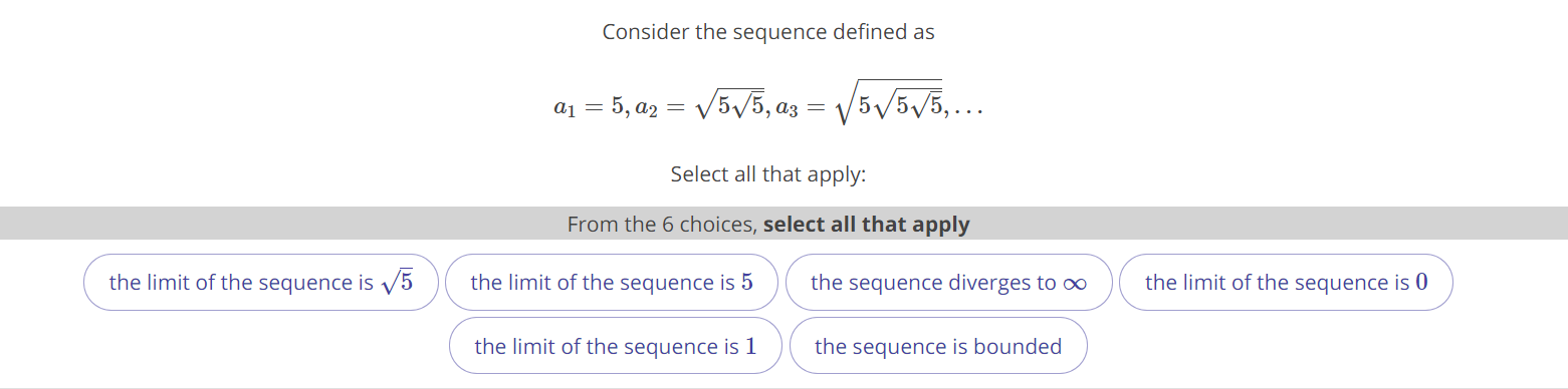 Solved Consider the sequence defined as aj = 5, a2 = V5v5, | Chegg.com