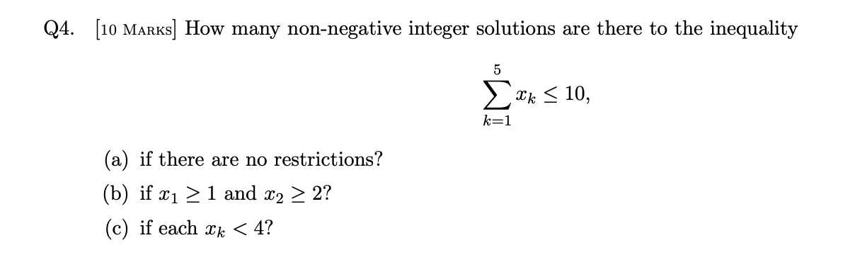 Solved Q4. [10 MarKs] How many non-negative integer | Chegg.com