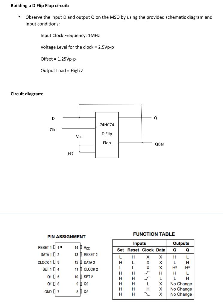 Solved Building A D Flip Flop Circuit Observe The Input D 