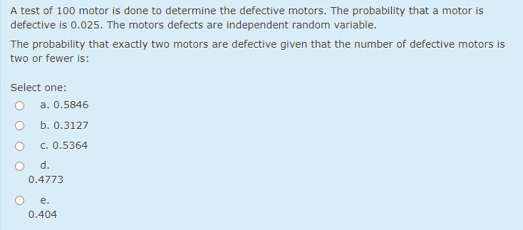 Solved A test of 100 motor is done to determine the | Chegg.com
