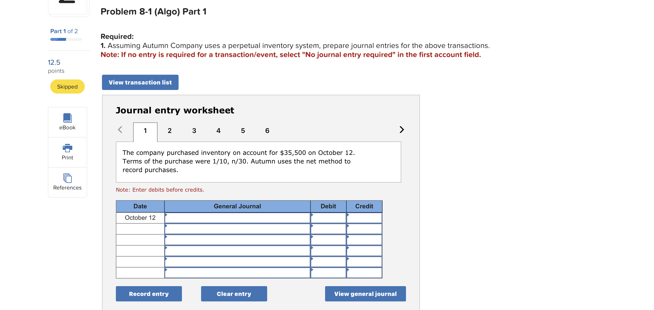 Solved Required information Problem 8-1 (Algo) Various | Chegg.com