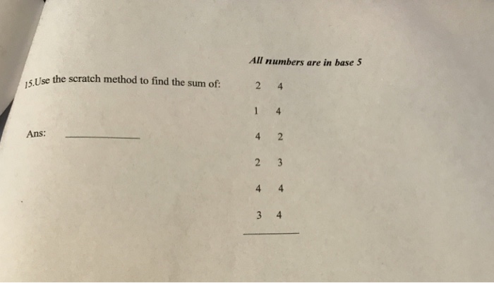 Solved Use the scratch method to find the sum of: | Chegg.com