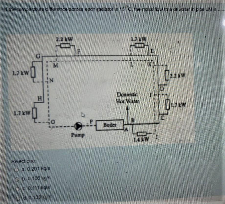 Solved the emperature difference across each radiator is 15e | Chegg.com