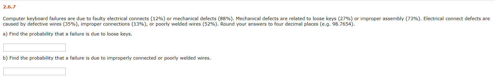 Solved 2.6.7 Computer keyboard failures are due to faulty | Chegg.com