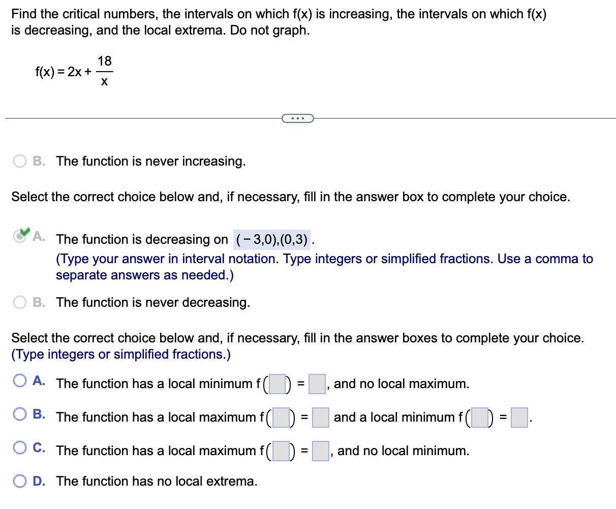 Solved Find the critical numbers, the intervals on which | Chegg.com