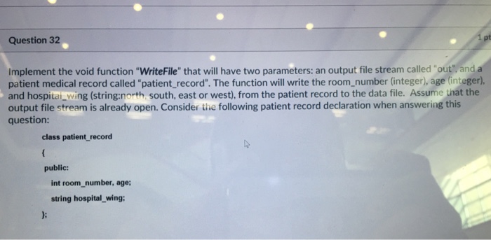 Solved Implement the void function "WriteFile" that will | Chegg.com
