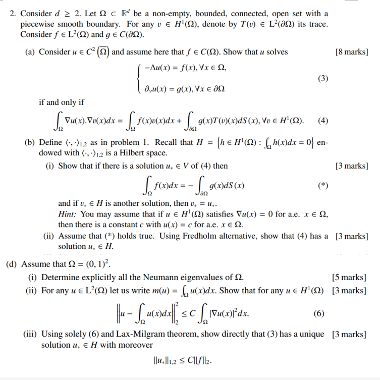 2. Consider d > 2. Let 12 c Rd be a non-empty, | Chegg.com