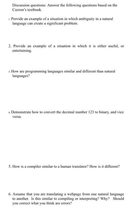 Solved Discussion questions: Answer the following questions | Chegg.com