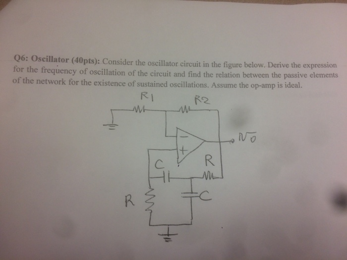 Solved Consider The Oscillator Circuit In The Figure Below