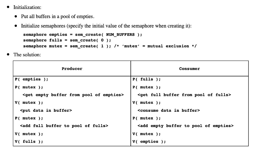 Solved Initialization: - Put all buffers in a pool of | Chegg.com