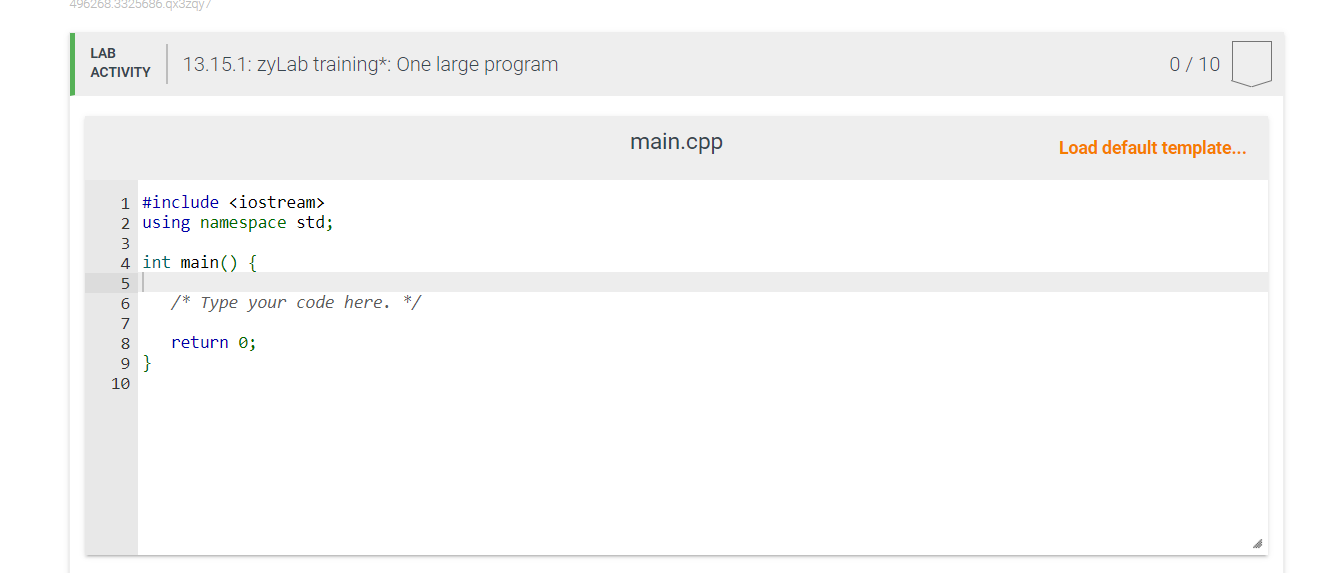 Solved \begin{tabular}{l|lr} LAB & 13.15.1: zyLab training*: | Chegg.com