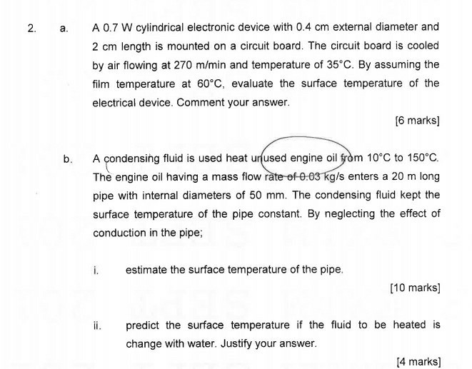 Solved A 0.7 W cylindrical electronic device with 0.4 cm | Chegg.com