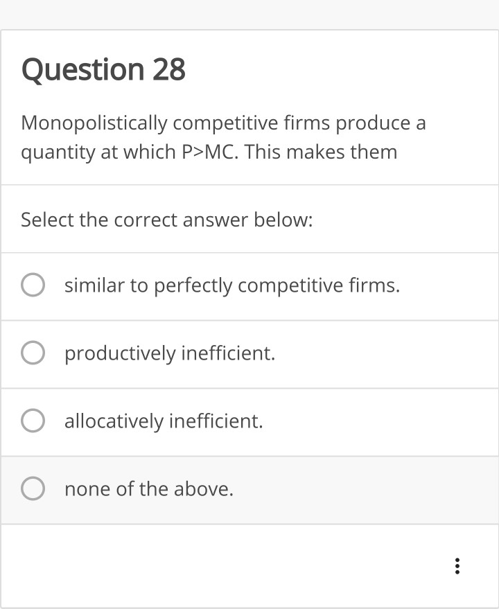 Solved Question 28 Monopolistically competitive firms | Chegg.com