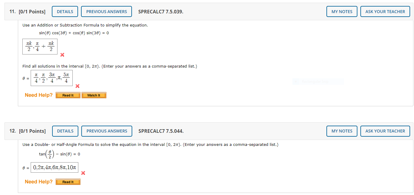 Solved 11. [0/1 Points) DETAILS PREVIOUS ANSWERS SPRECALC7 | Chegg.com