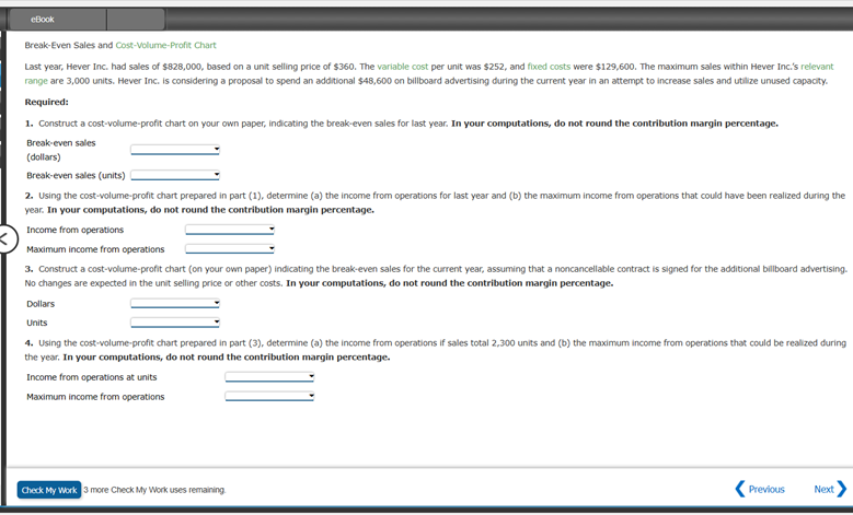 Solved Break-Even Sales and Cost-volume-Profit Chart | Chegg.com