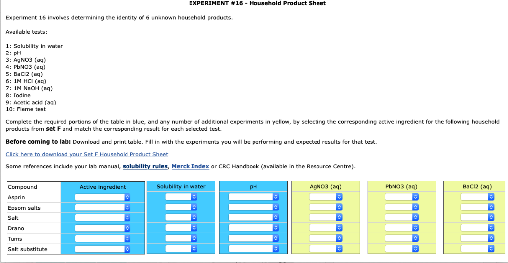 Solved EXPERIMENT #16-Household Product Sheet Experiment 16 | Chegg.com