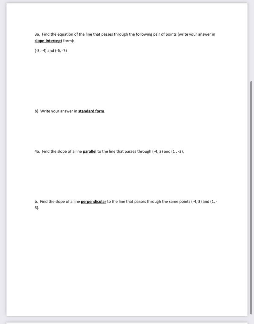 Solved 3a. Find the equation of the line that passes through | Chegg.com