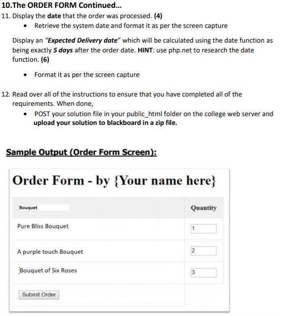 Solved Detailed coding instructions: The ORDER FORM Review | Chegg.com