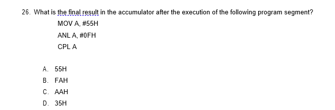 Solved 26. What is the final result in the accumulator after | Chegg.com