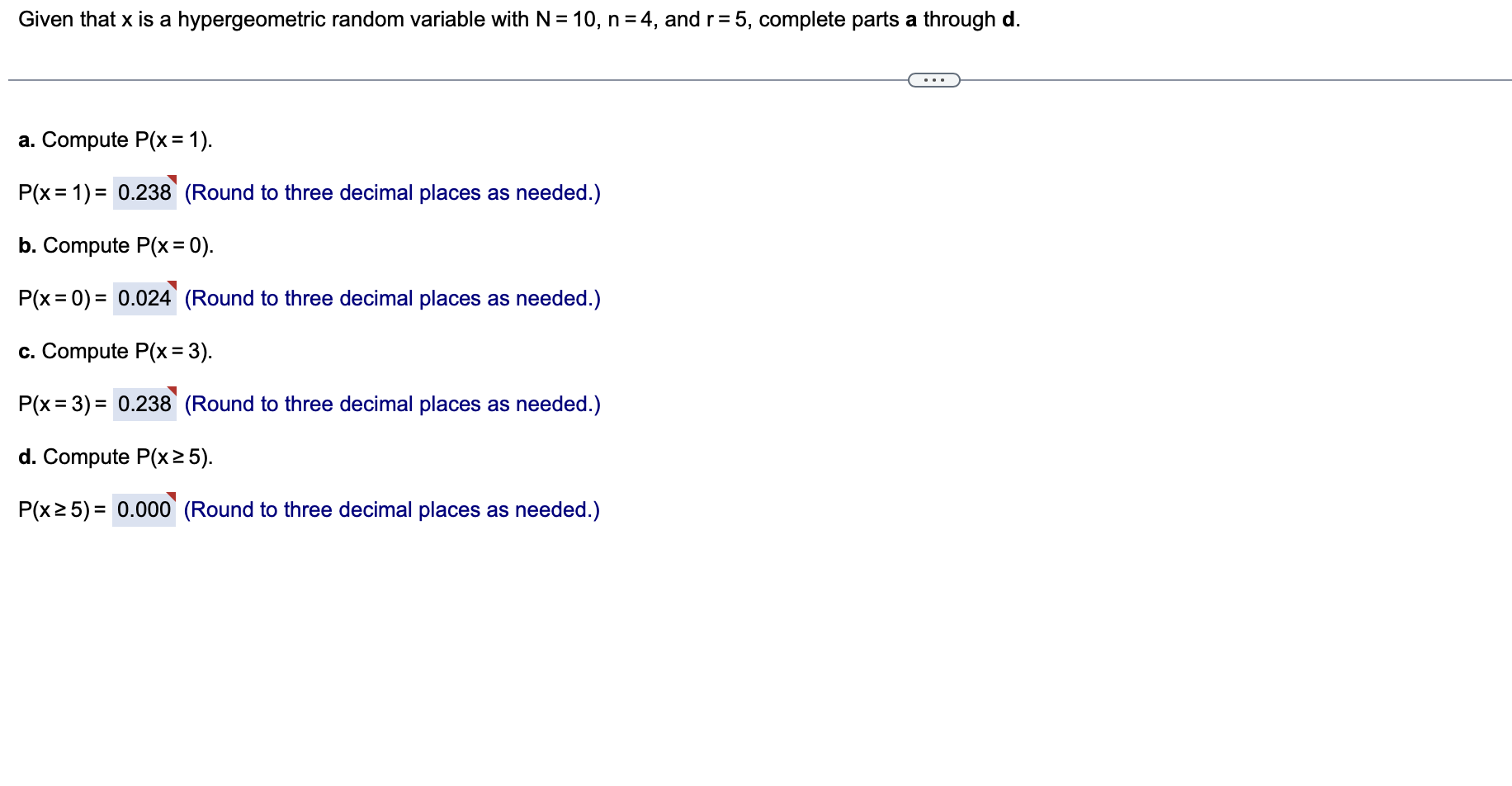 Solved Given That X Is A Hypergeometric Random Variable With 2361