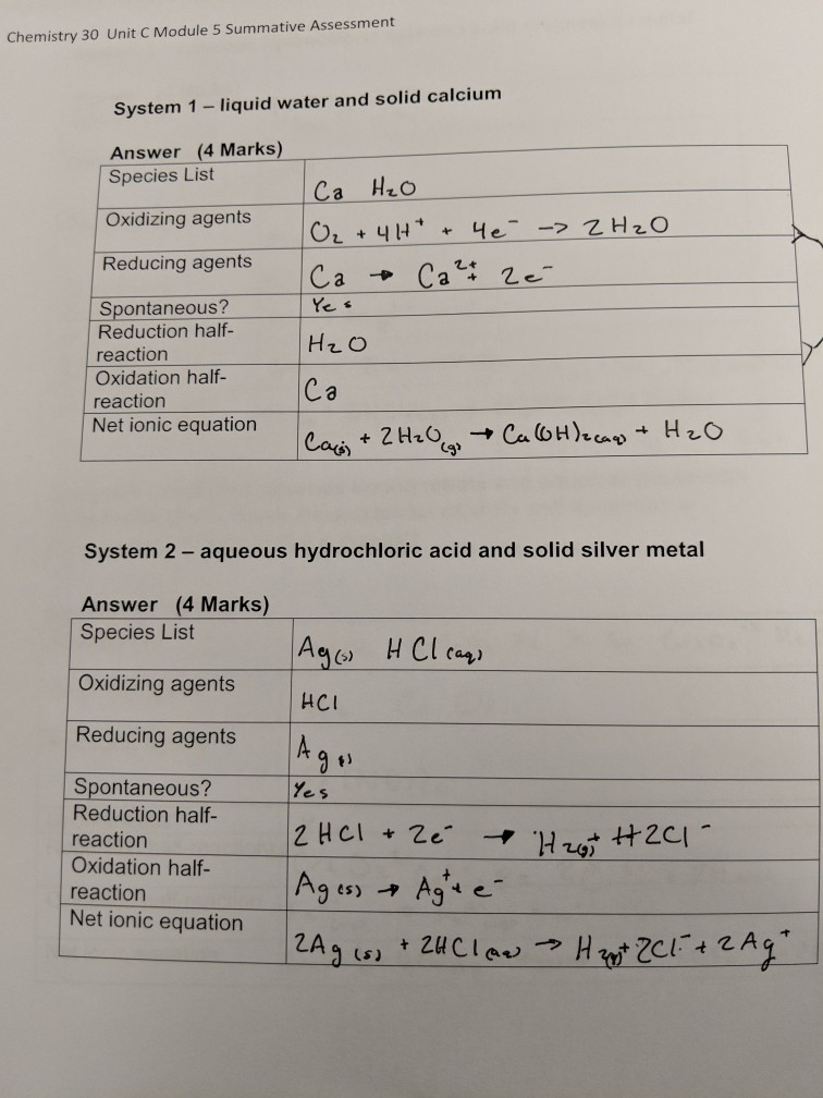 Solved Chemistry 30 Unit C Module 5 Summative Assessment | Chegg.com