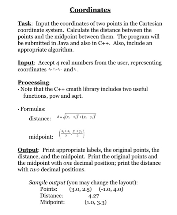 Solved in Task: Input the coordinates of two points in the | Chegg.com