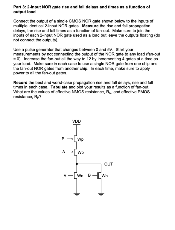 Part 3: 2-input NOR gate rise and fall delays and | Chegg.com