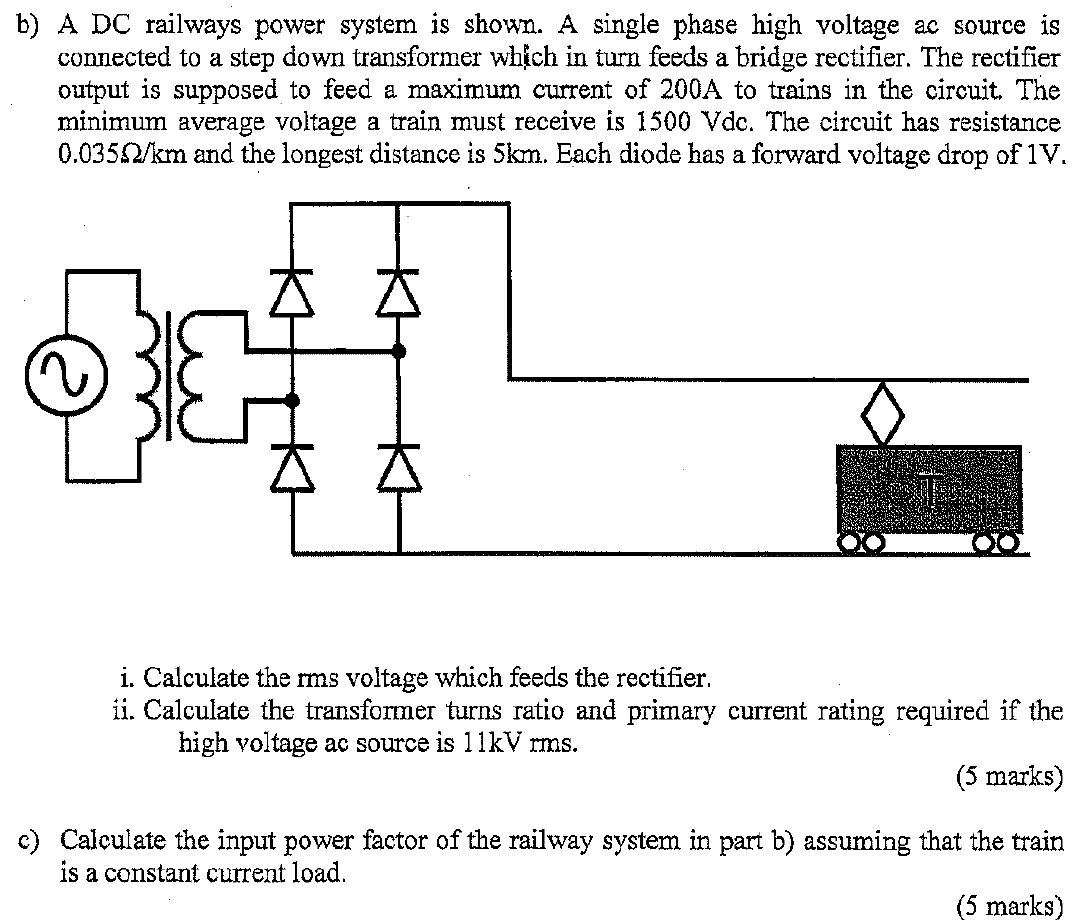 b) A DC railways power system is shown. A single | Chegg.com