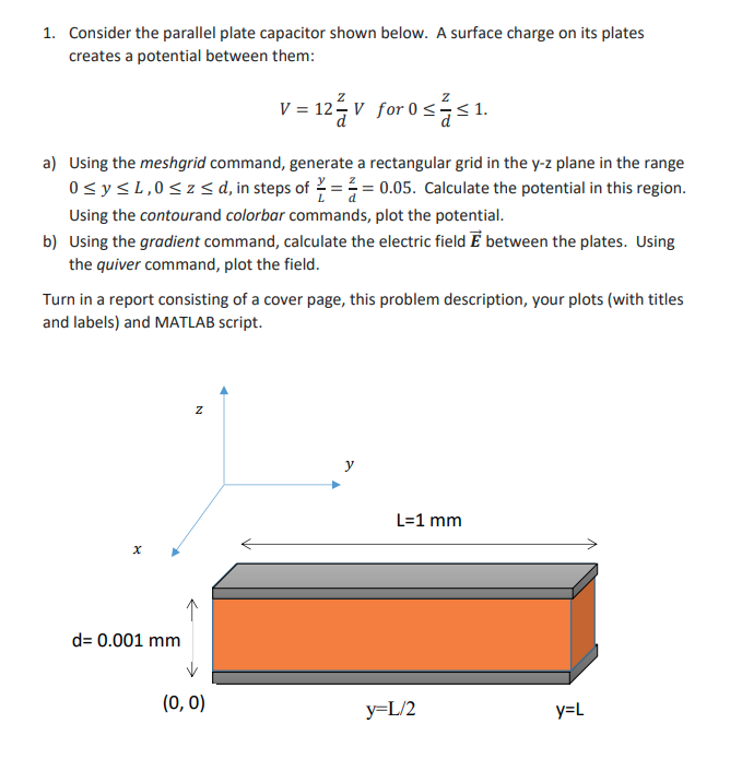 Solved 1. Consider the parallel plate capacitor shown below. | Chegg.com