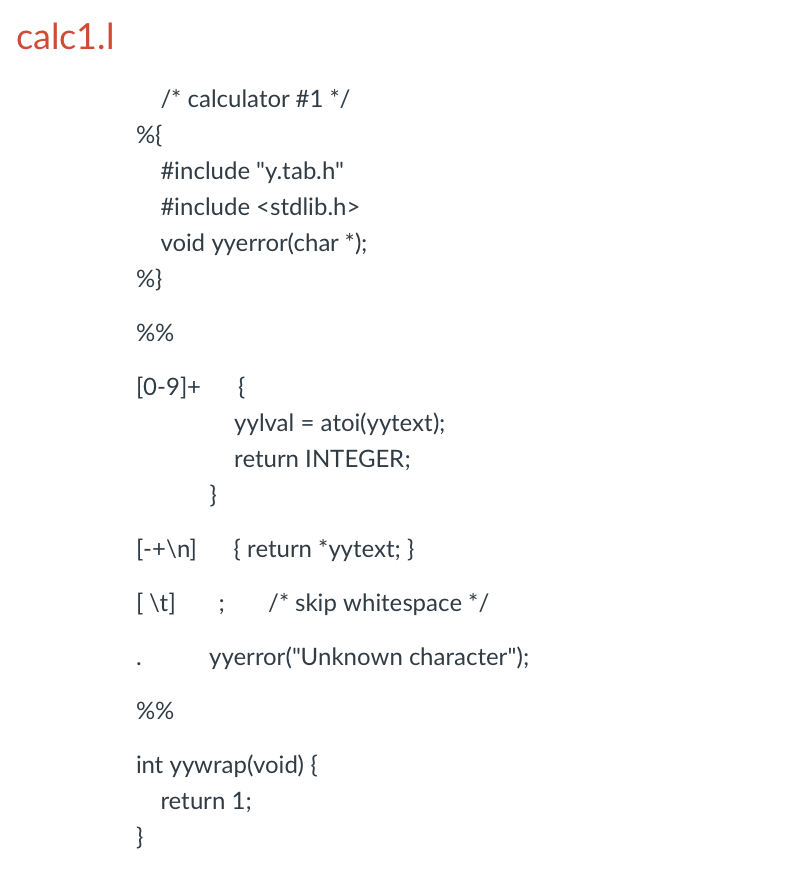 Solved c1.I Commands to create the compiler: bison -y -d | Chegg.com