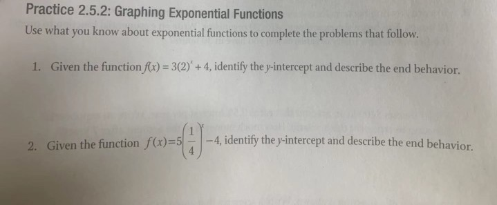 Solved Practice 2.5.2: Graphing Exponential Functions Use | Chegg.com