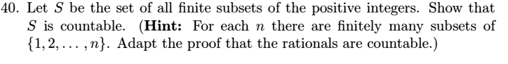 Solved 40. Let S be the set of all finite subsets of the | Chegg.com