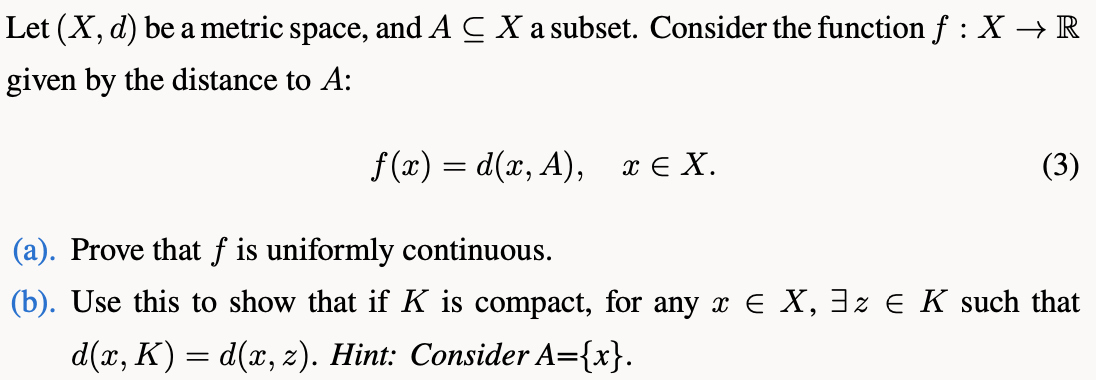 Solved Let (X,d) be a metric space, and A⊆X a subset. | Chegg.com