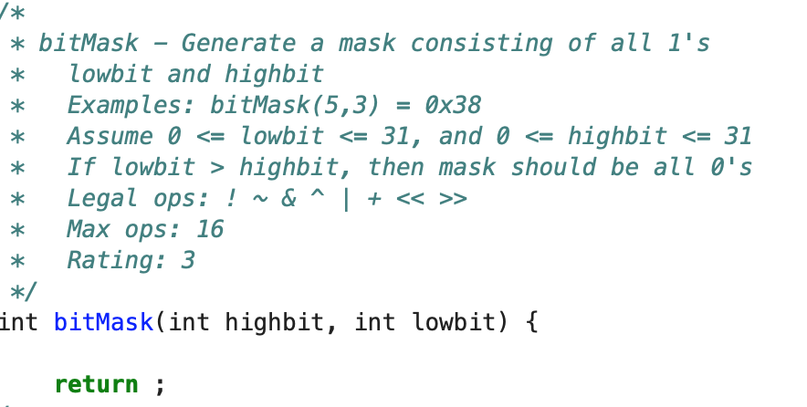 * bitMask - Generate a mask consisting of all l's * | Chegg.com