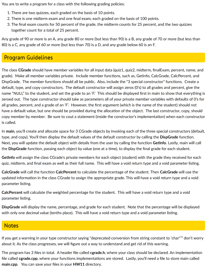 Solved You are to write a program for a class with the | Chegg.com