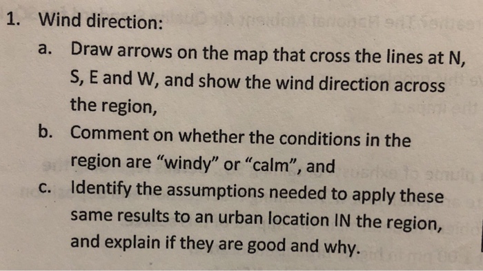 Solved 1. Wind direction: a. Draw arrows on the map that | Chegg.com