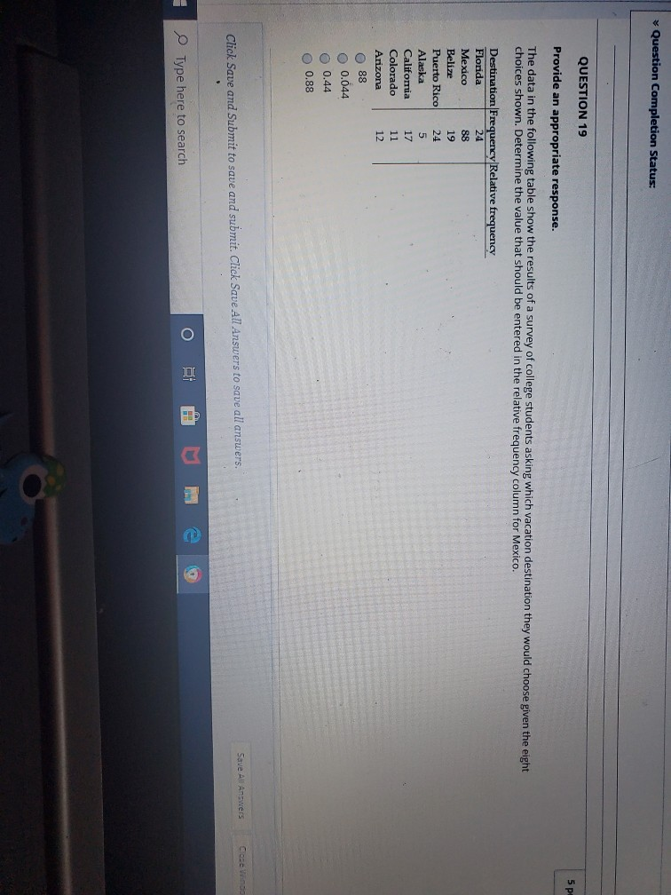 Solved Question Completion Status: QUESTION 19 5 p! Provide | Chegg.com