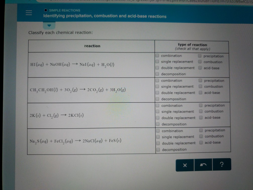 Solved O Simple Reactions Identifying Precipitation