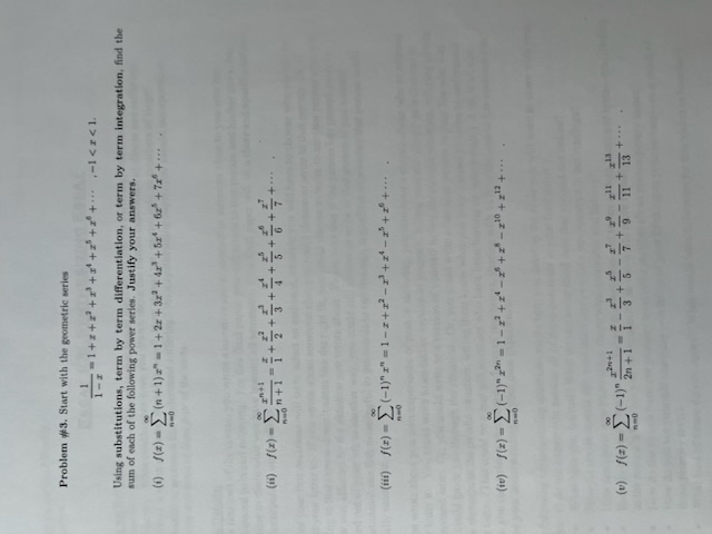Solved Start with the geometric series | Chegg.com