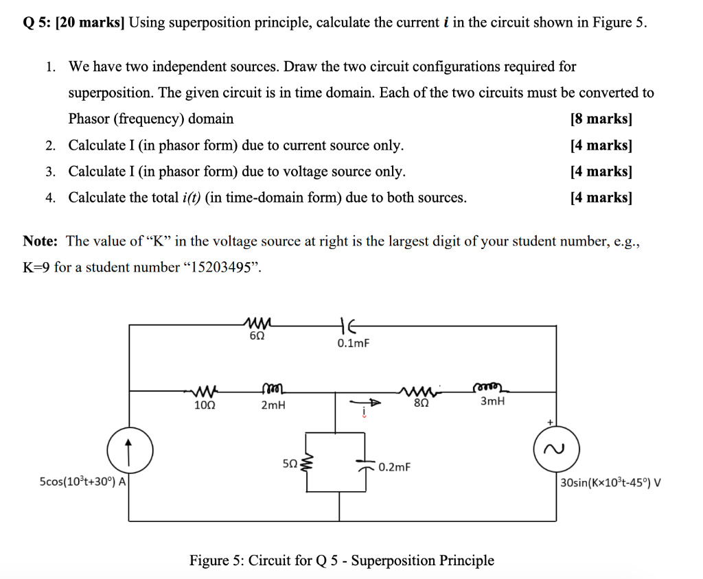 Solved Q 5: [20 marks] Using superposition principle, | Chegg.com