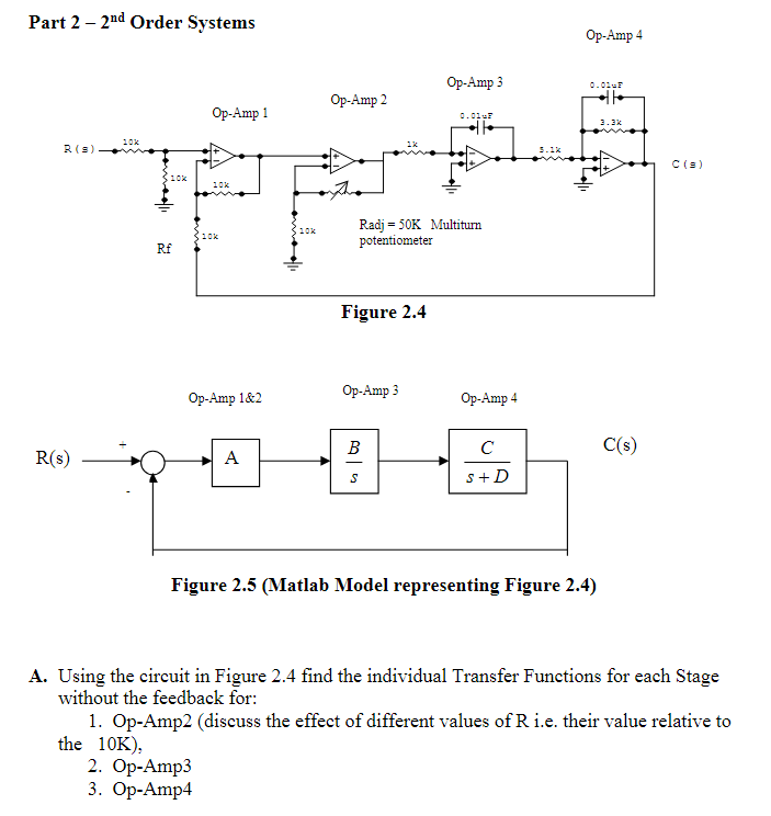 Solved Part 2−2nd Order Systems Op-Amp 4 Op-Amv 1&2 Op-Amp | Chegg.com