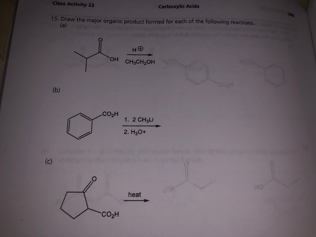 Solved Class Activity 22 Carboxylic Acids 260 15. Draw the | Chegg.com