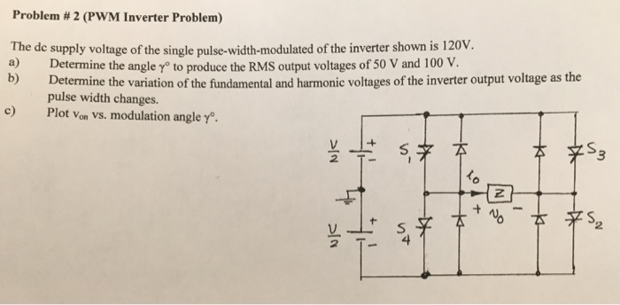 Solved Problem # 2 (PWM Inverter Problem) The de supply | Chegg.com