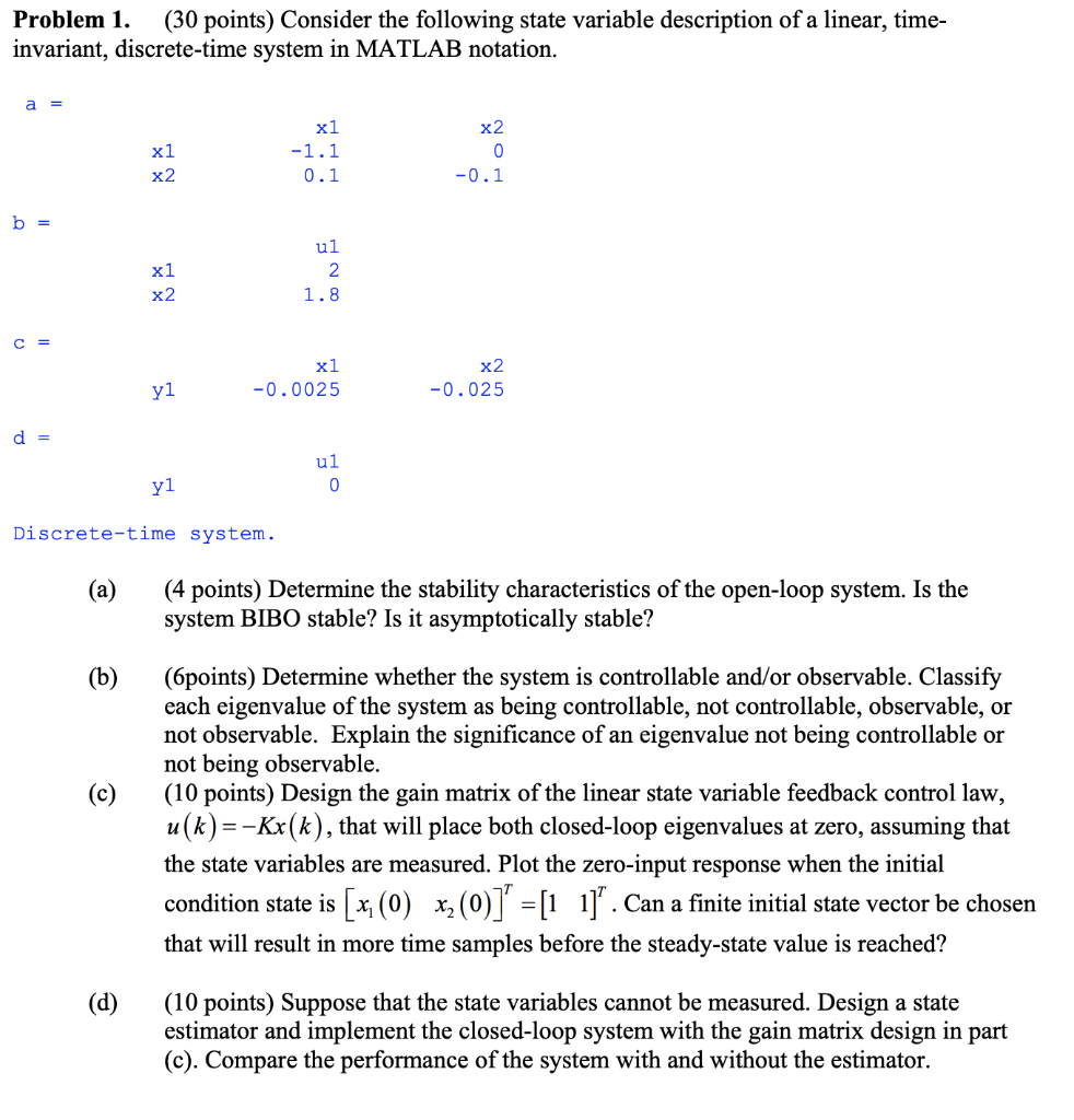 Problem 1. (30 points) Consider the following state | Chegg.com