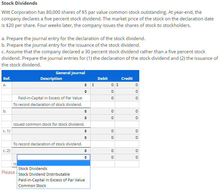 Solved Stock Dividends Witt Corporation has 80,000 shares of | Chegg.com
