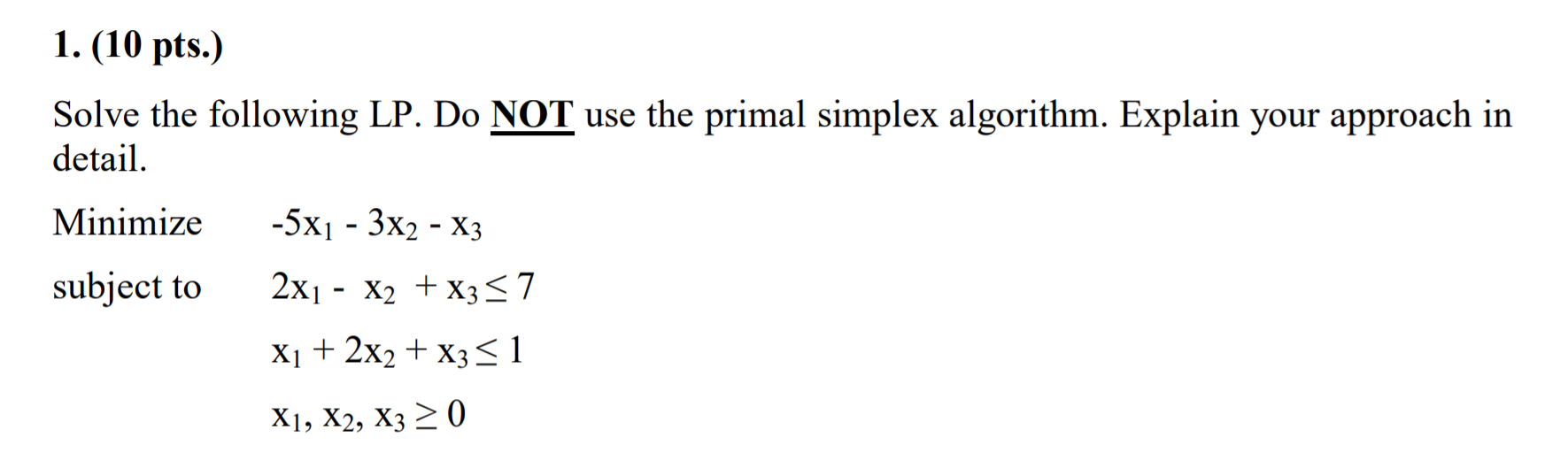 Solved Solve the following LP. Do NOT use the primal simplex | Chegg.com