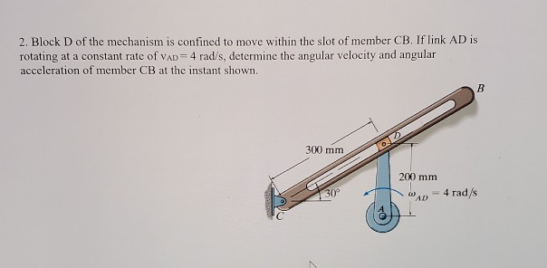 Solved Block D of the mechanism is confined to move within | Chegg.com