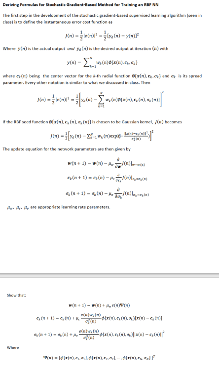 Solved Deriving Formulas For Stochastic Gradient Based