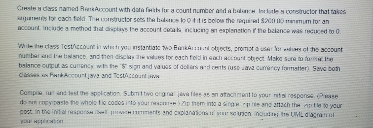 Solved Create a class named BankAccount with data fields for | Chegg.com